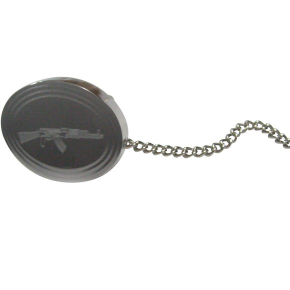 Kiola Designs | Accessories | Silver Toned Etched Oval Ak47 Rifle Tie ...